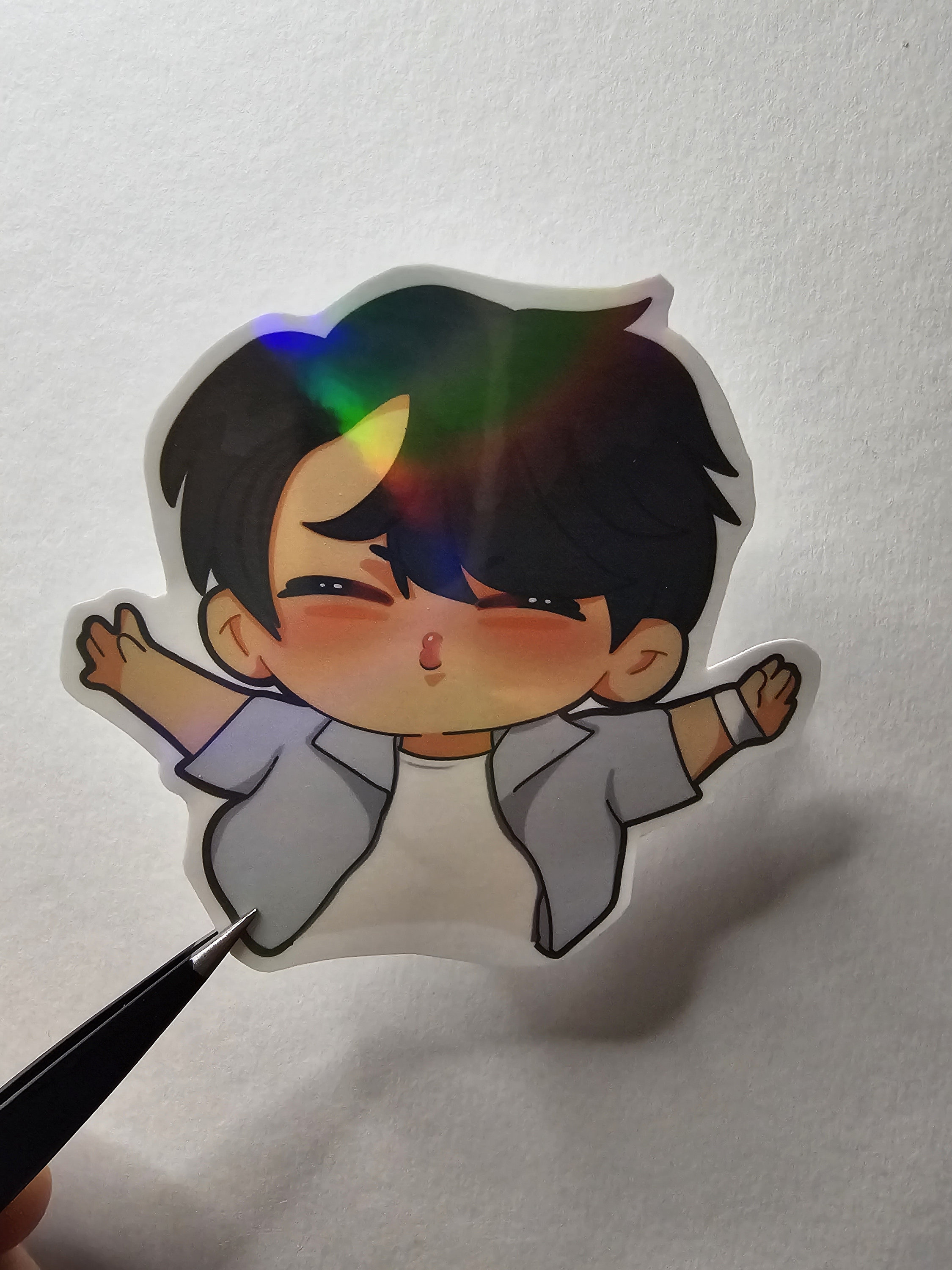 Ateez Chibi Fanart Holographic Sticker Chibeez Hongjoong - Etsy