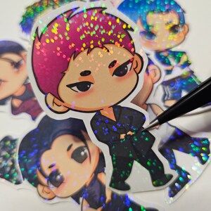 Ateez Chibi Fanart Holographic Sticker | Chibeez | Hongjoong Seonghwa ...