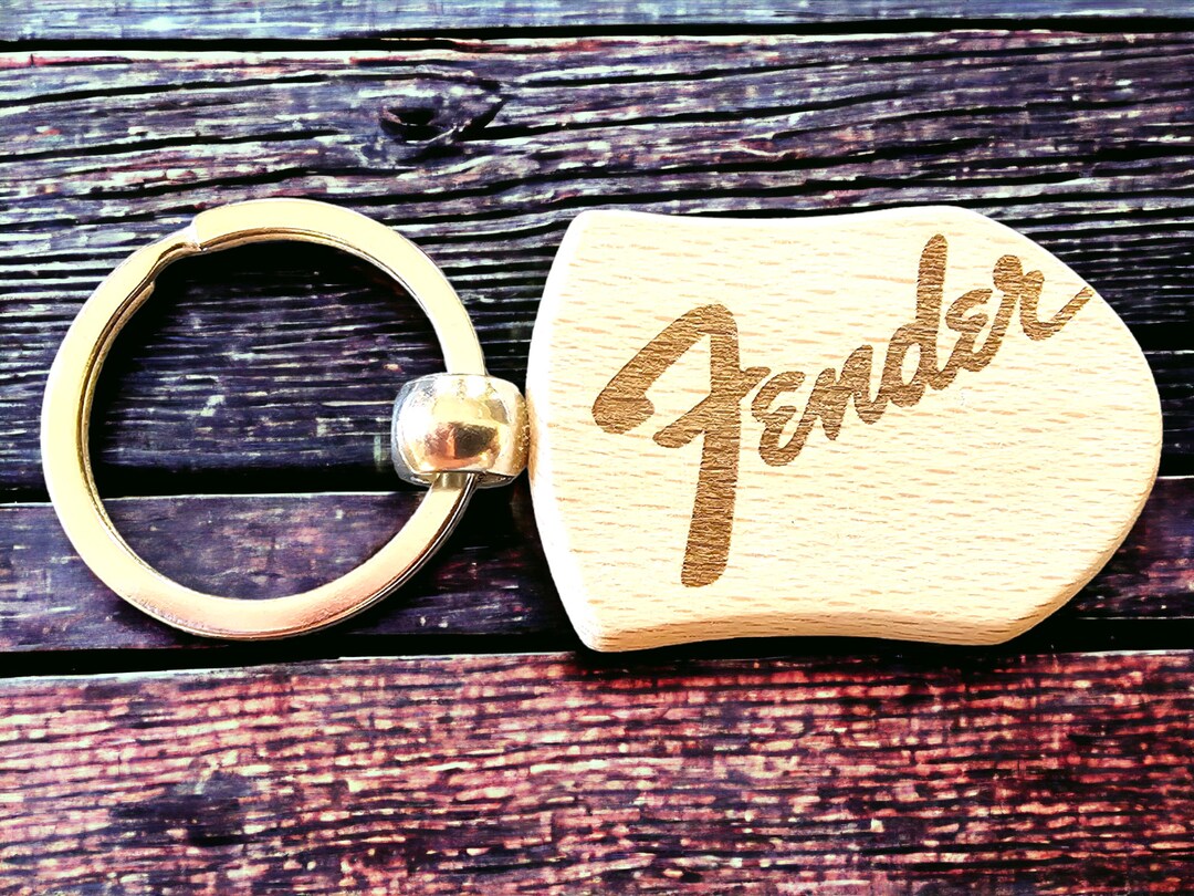 Fender Guitar Keychain Pendant, Wooden Keychain, Music Lover Gift ...