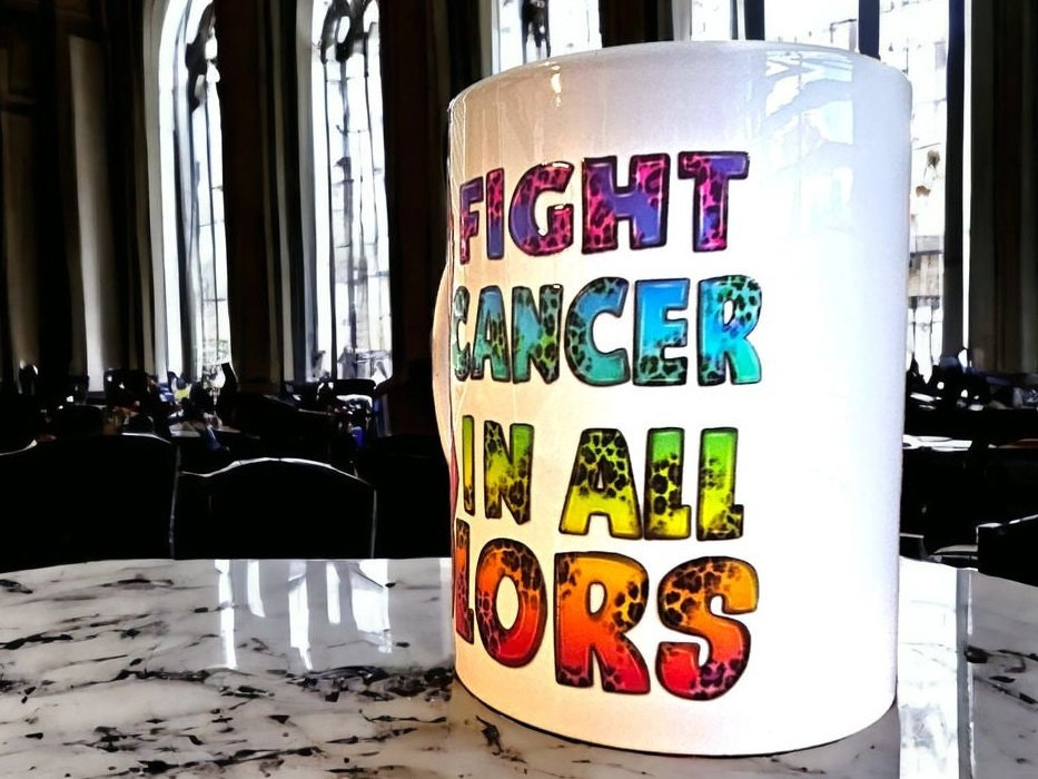 15 Oz Fight Cancer Ceramic Coffee Mug, Cancer Awareness Mug, Cancer ...