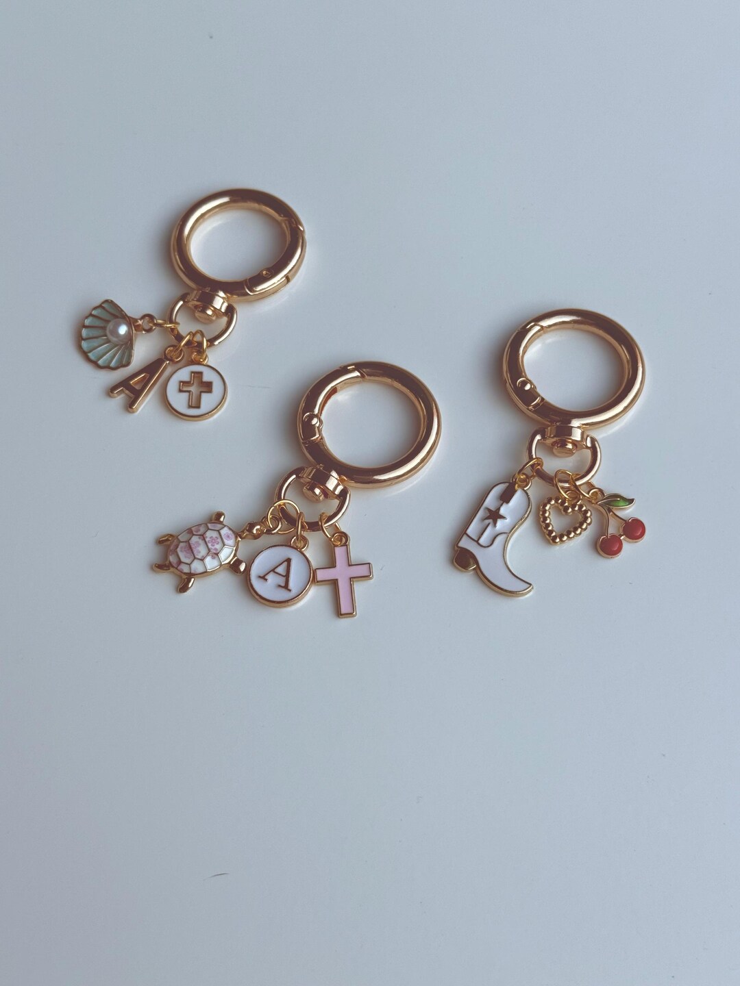 Personalized Charm Keychain, Custom Initial Bag Accessory, Bridesmaid ...