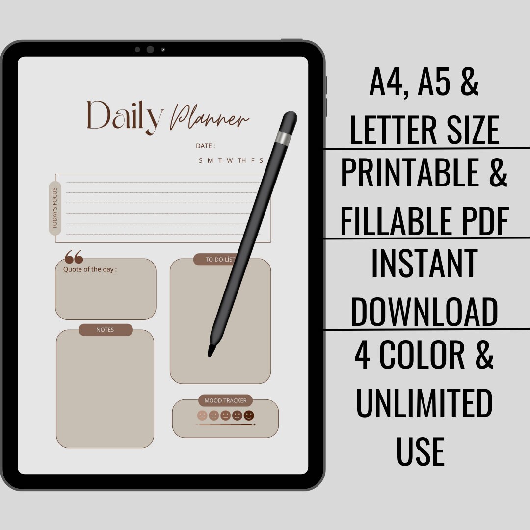 Printable 7 Day Planner, Daily Planner, Weekly Planner, Half Hourly ...