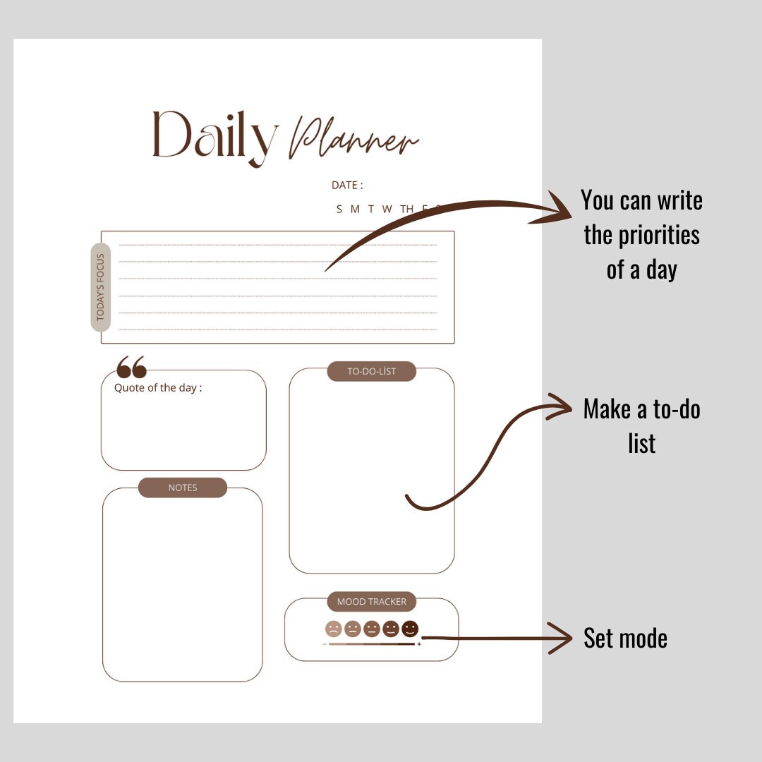 Printable 7 Day Planner Daily Planner Weekly Planner Half - Etsy