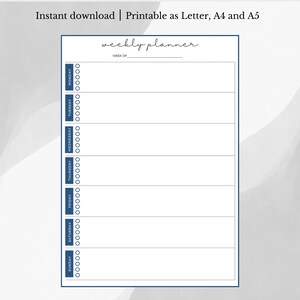 Weekly Planner Printable Landscape, Minimalist Weekly Schedule, Week at ...