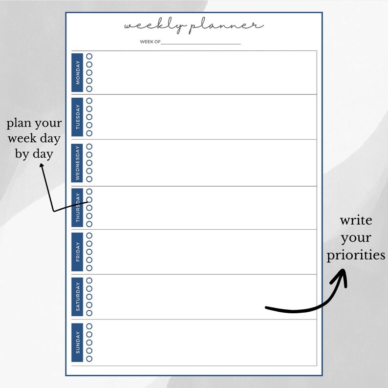 Weekly Planner Printable Landscape, Minimalist Weekly Schedule, Week at ...