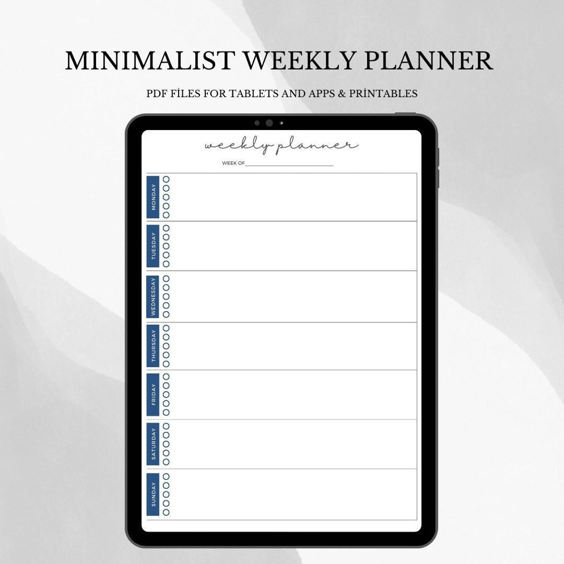 Weekly Planner Printable Landscape, Minimalist Weekly Schedule, Week at ...