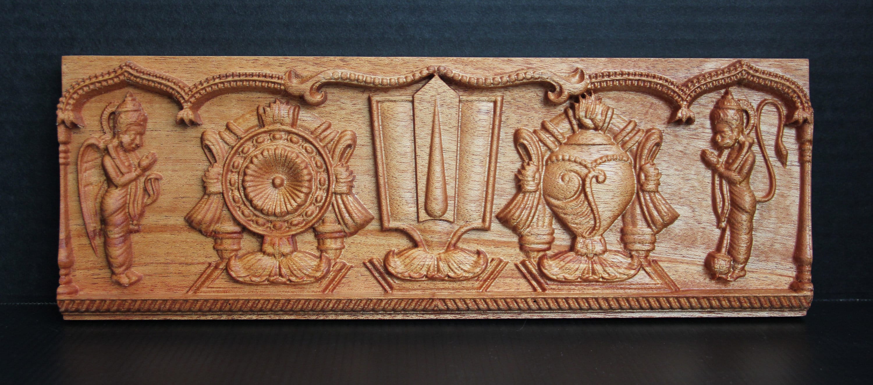 Vaishnava Symbols 5"x14" Wood Carving / Home Decor / Wooden Wall Panel ...