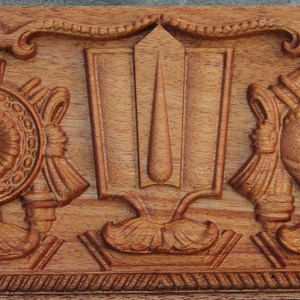 Vaishnava Symbols 5"x14" Wood Carving / Home Decor / Wooden Wall Panel ...