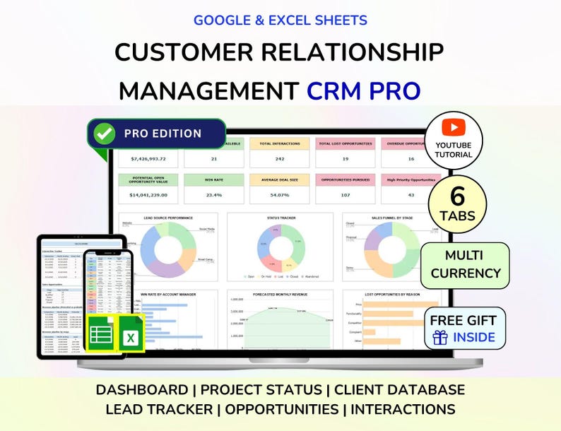 CRM Template Spreadsheet Excel and Google Sheets CRM Business ...