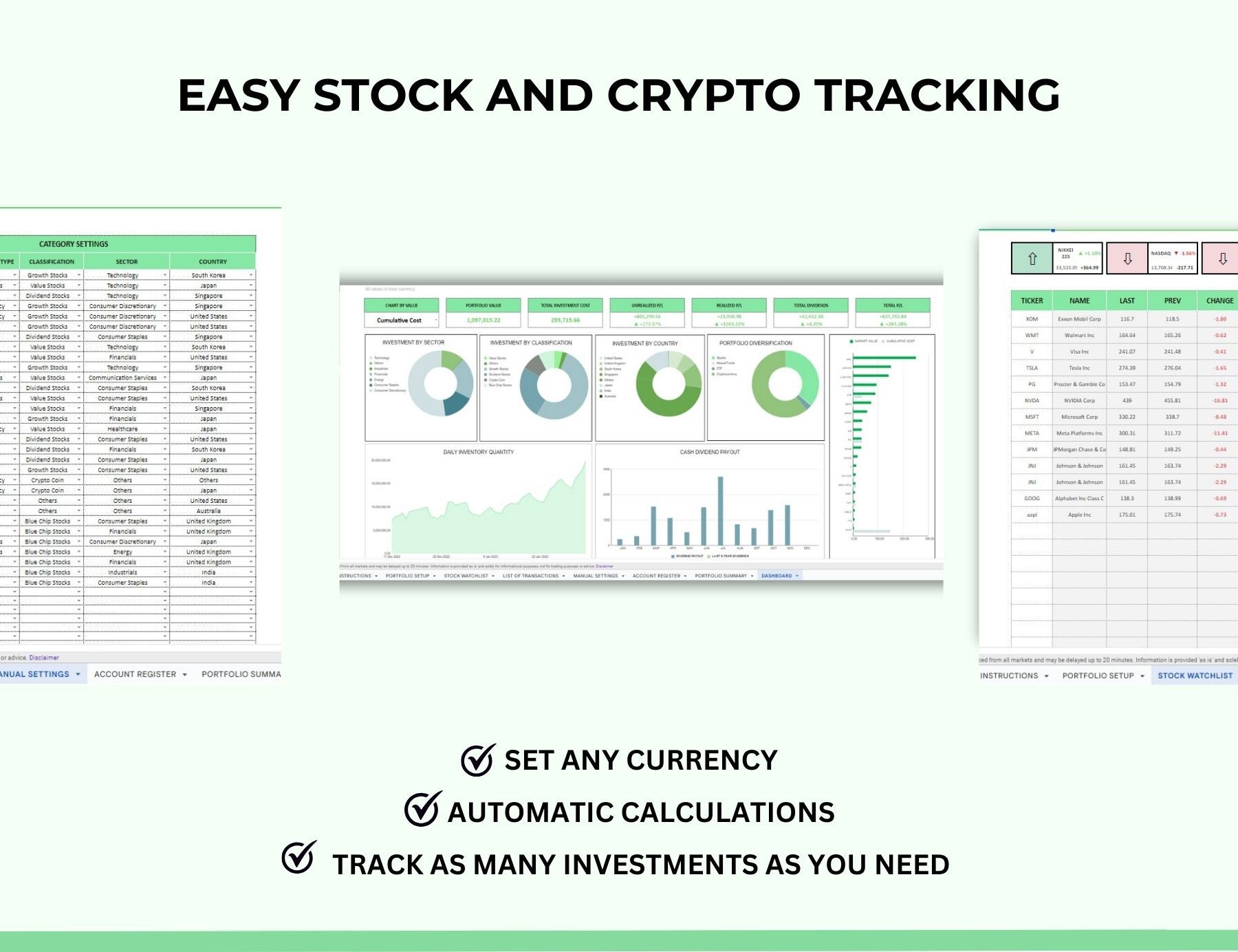 Stock Portfolio Tracker Crypto Investment Tracker Stock Spreadsheet ...