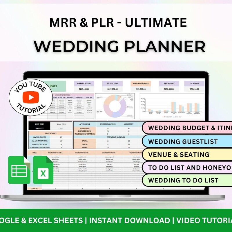 Excel Wedding Planner - Etsy