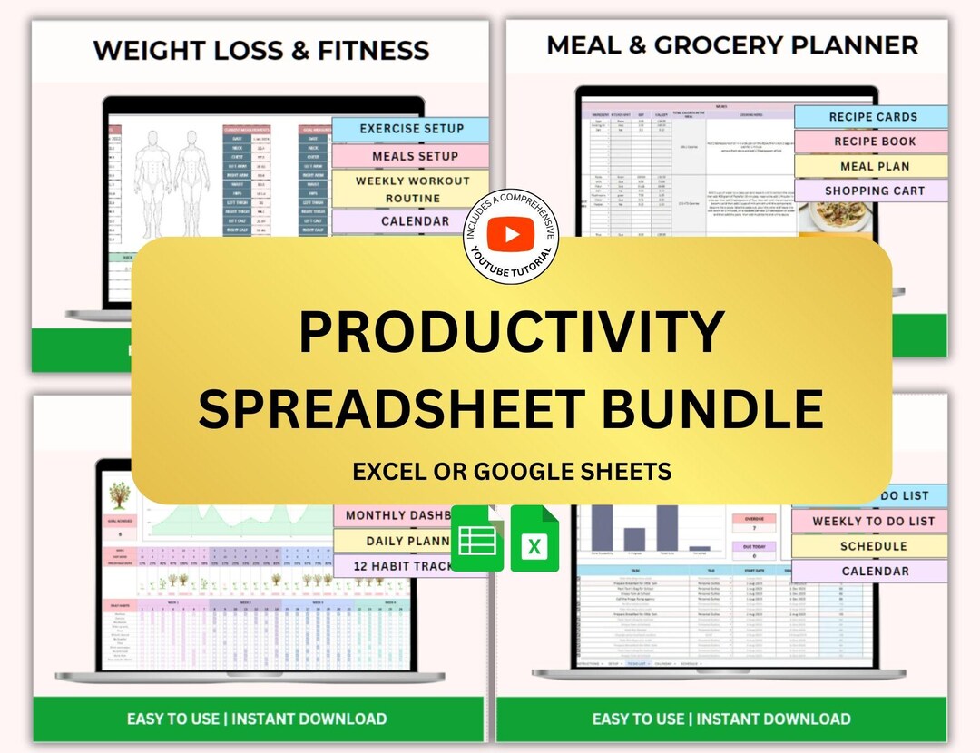 Master Resell Productivity Spreadsheet Bundle for Google Sheets & Excel, PLR Spreadsheet ...