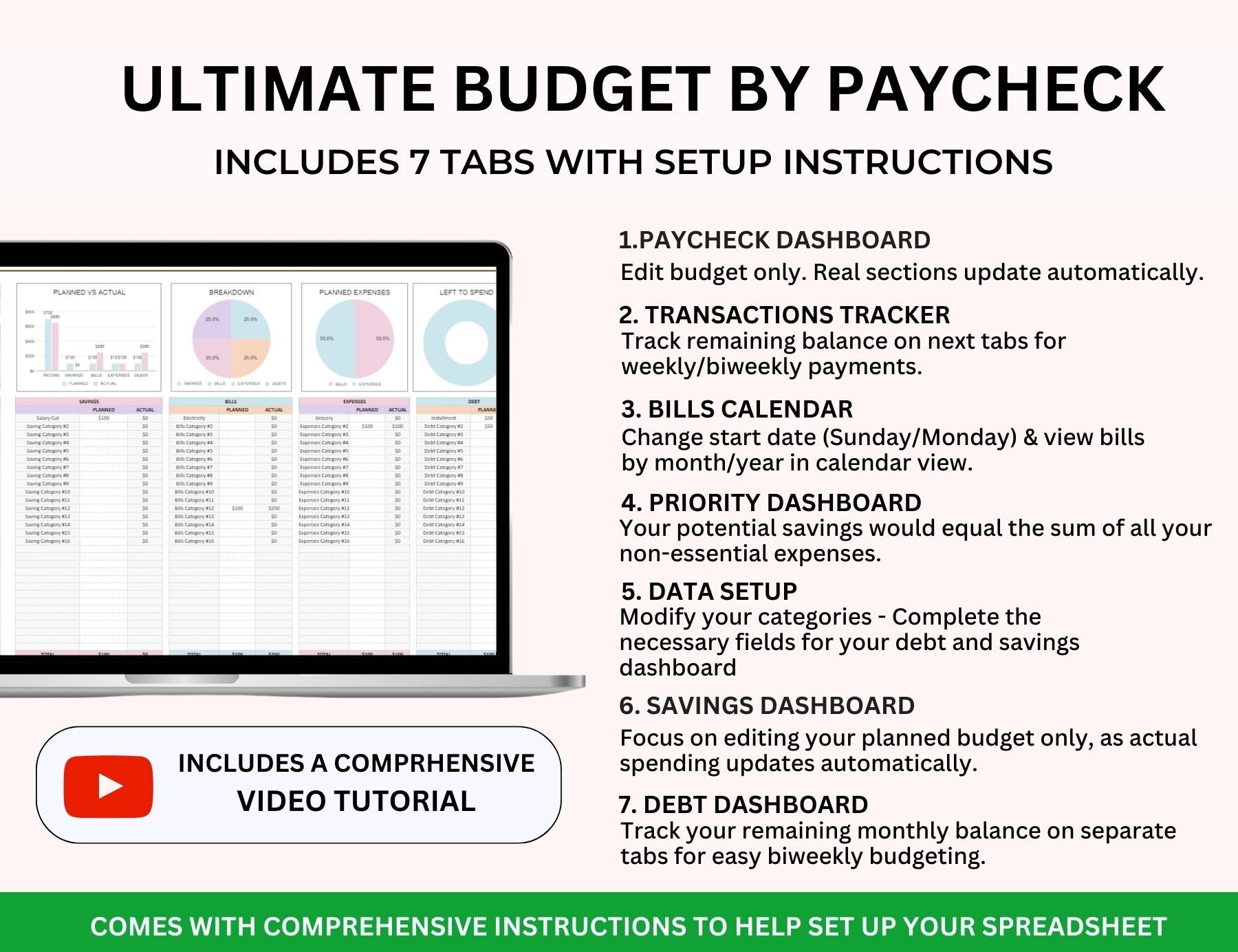 Budget Spreadsheet Bundle Template for Google Sheets, Annual Budget ...
