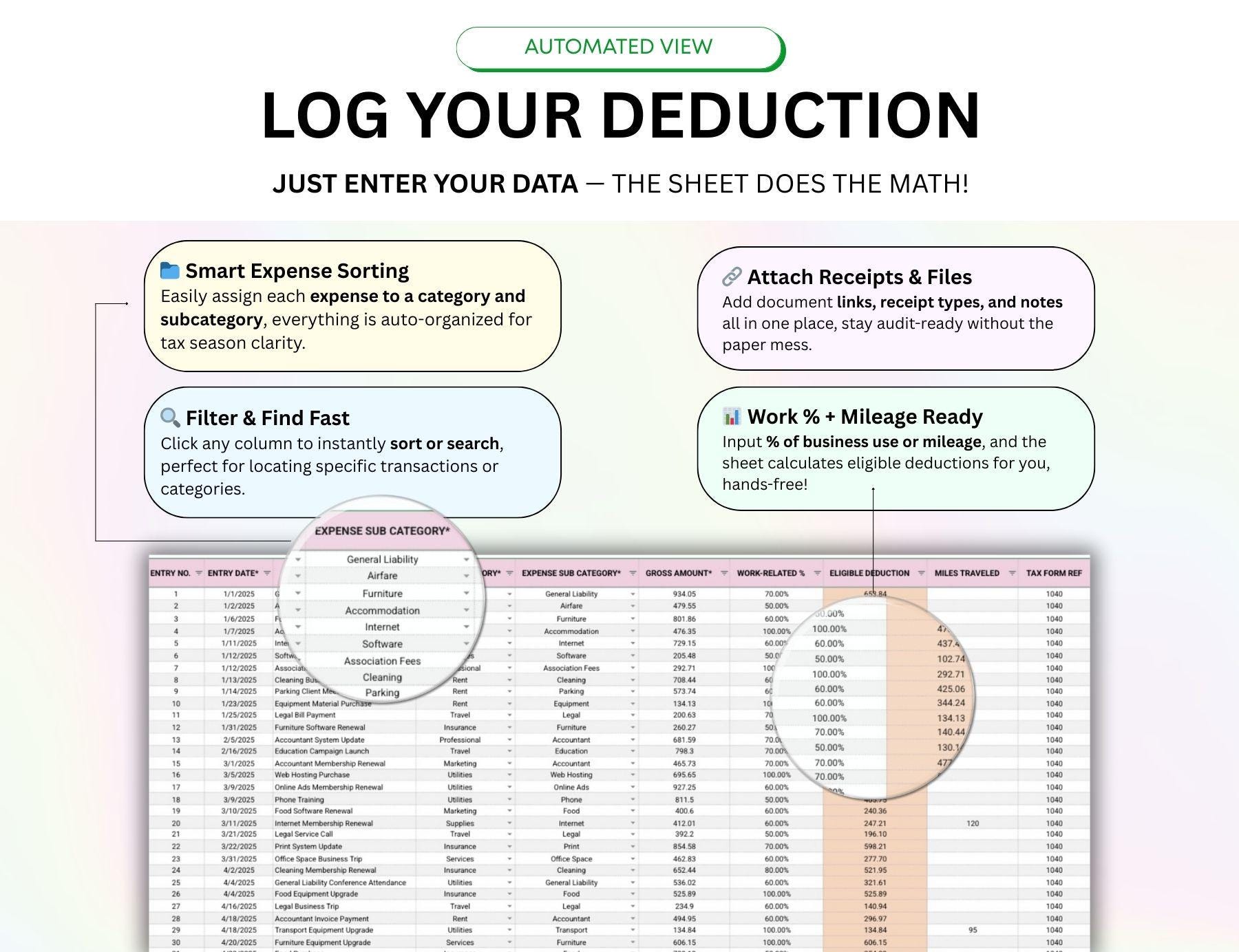 PLR Tax Deduction Tracker: Tax Tracker Google Sheets & Tax Tracker ...