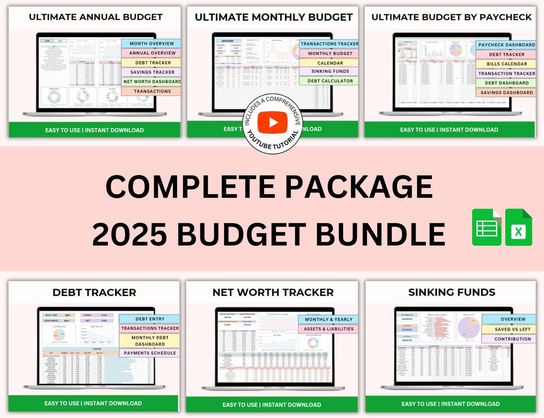 Budget Spreadsheet Bundle Template for Google Sheets & Excel, Budget ...