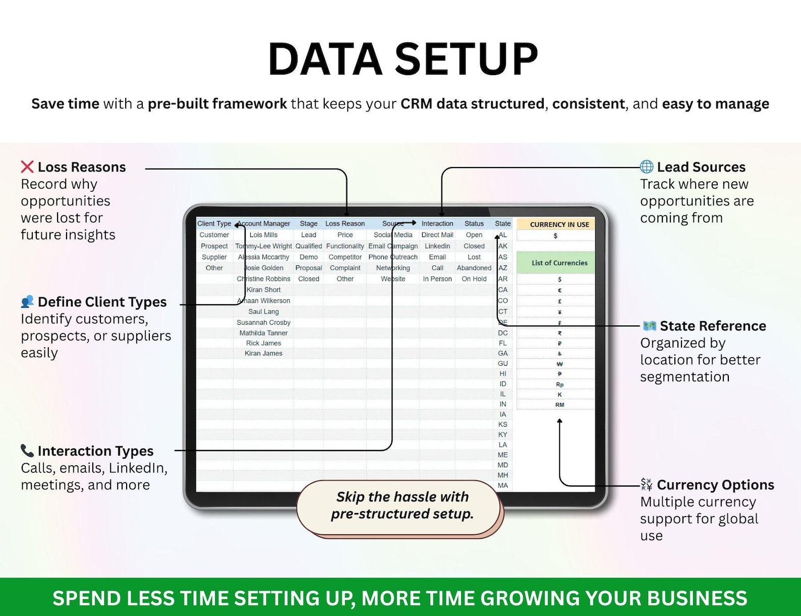 CRM Template Spreadsheet Excel and Google Sheets CRM Business ...