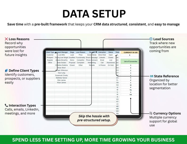 CRM Template Spreadsheet Excel and Google Sheets CRM Business ...