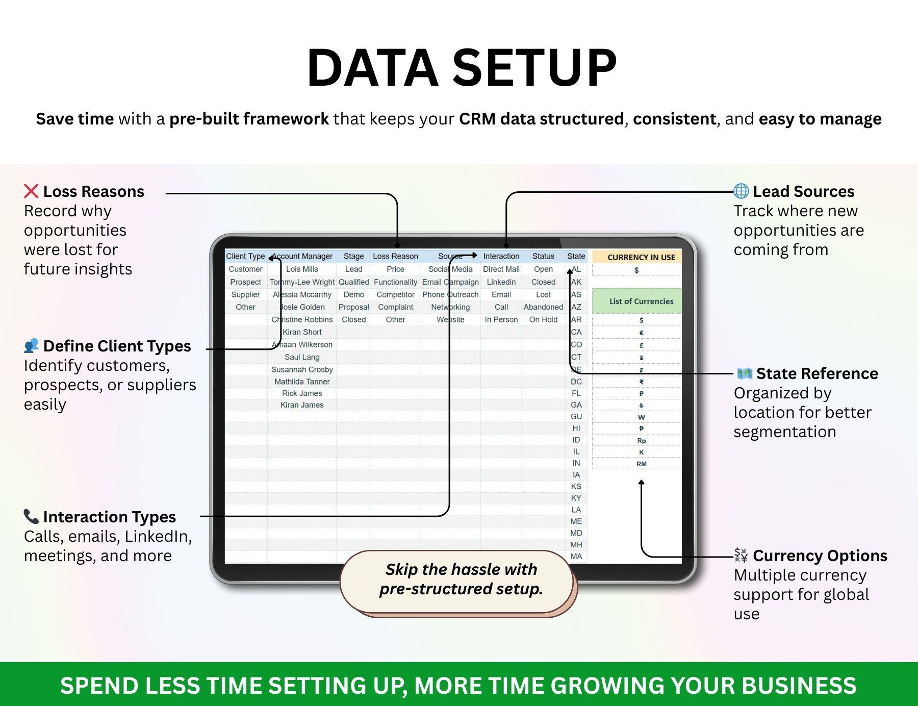 CRM Template Spreadsheet Excel and Google Sheets CRM Business ...