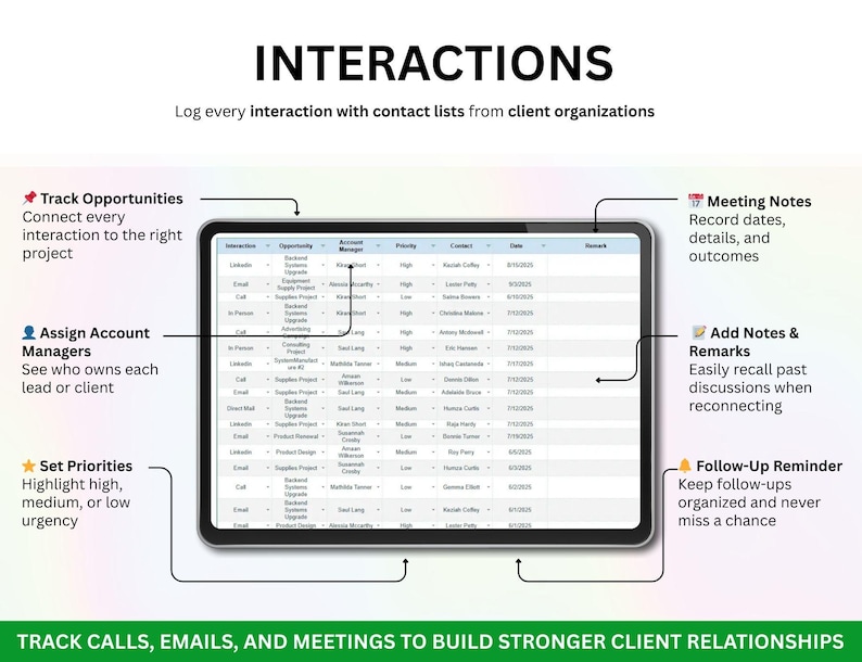 CRM Template Spreadsheet Excel and Google Sheets CRM Business ...
