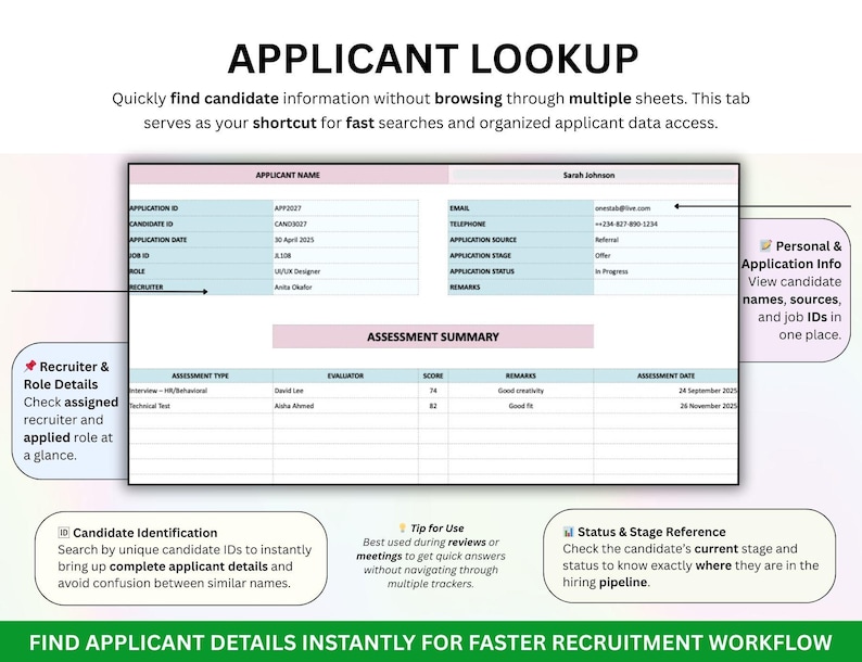 PLR Recruitment Tracker Spreadsheet Hiring Tracker Excel Recruiter Job ...