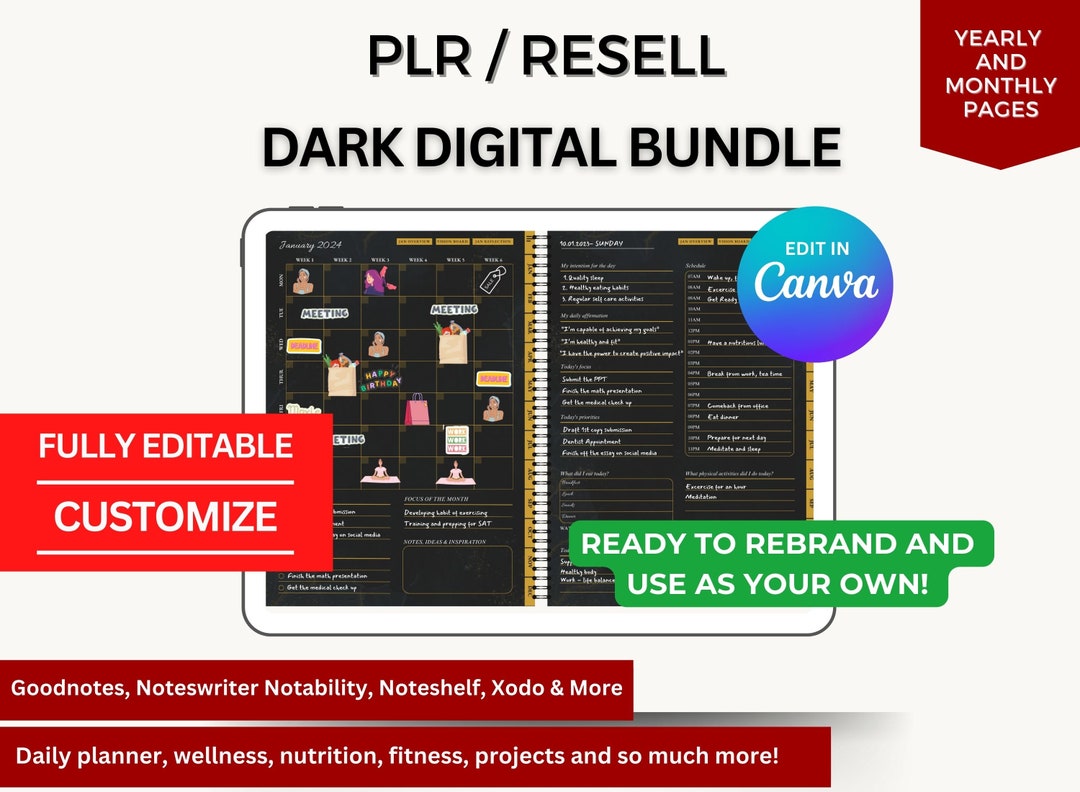 MRR PLR Digital Planner, Resell Planner, PLR Planner, Canva Planner ...