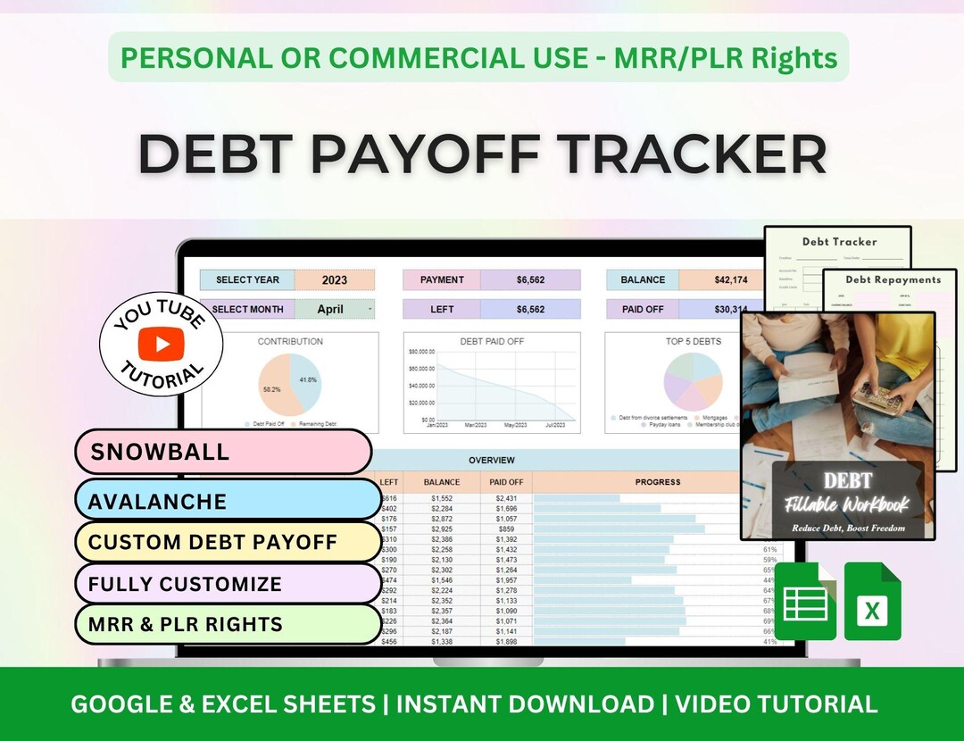 Debt Tracker Excel Google Sheets Debt Snowball Digital Debt Tracker ...