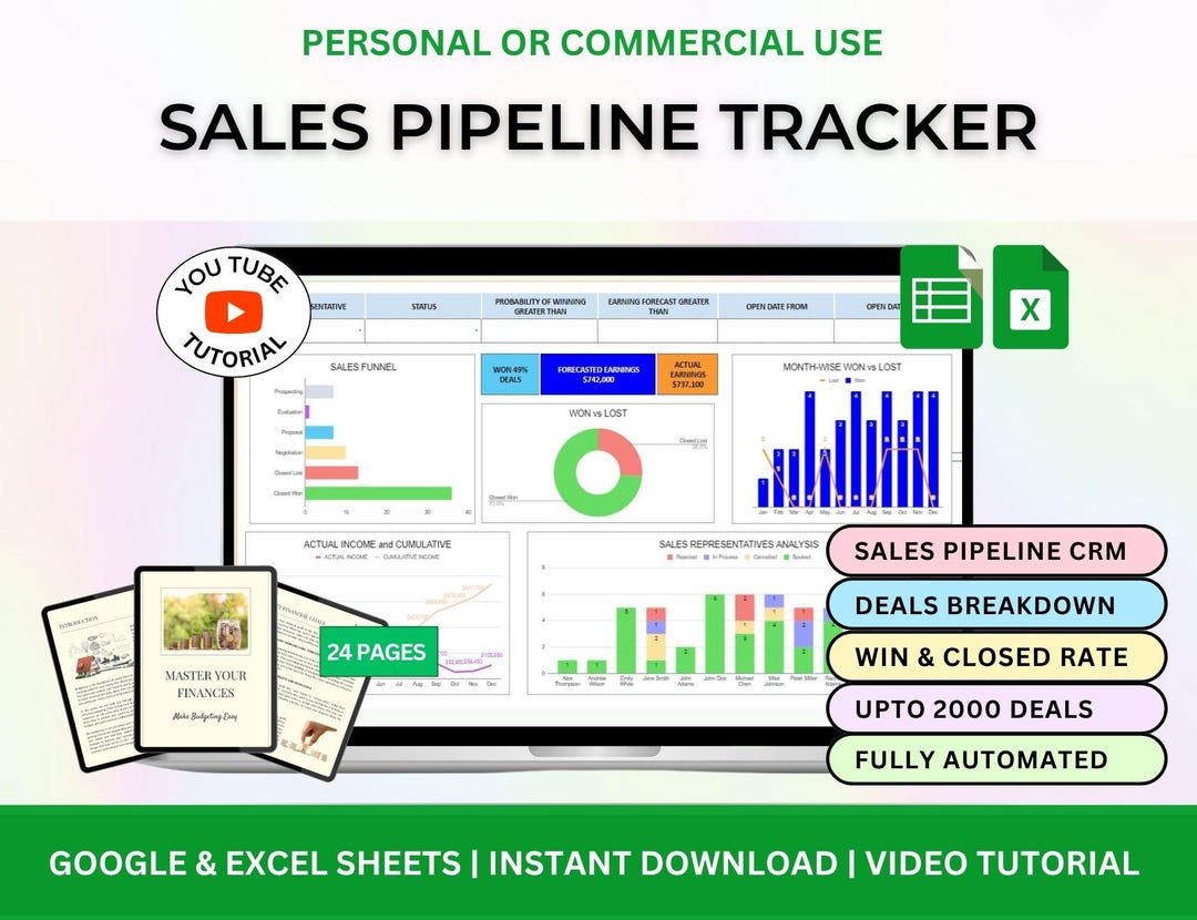 Sales Excel Tracker Sales Pipeline Sales Dashboard Sales Spreadsheet ...