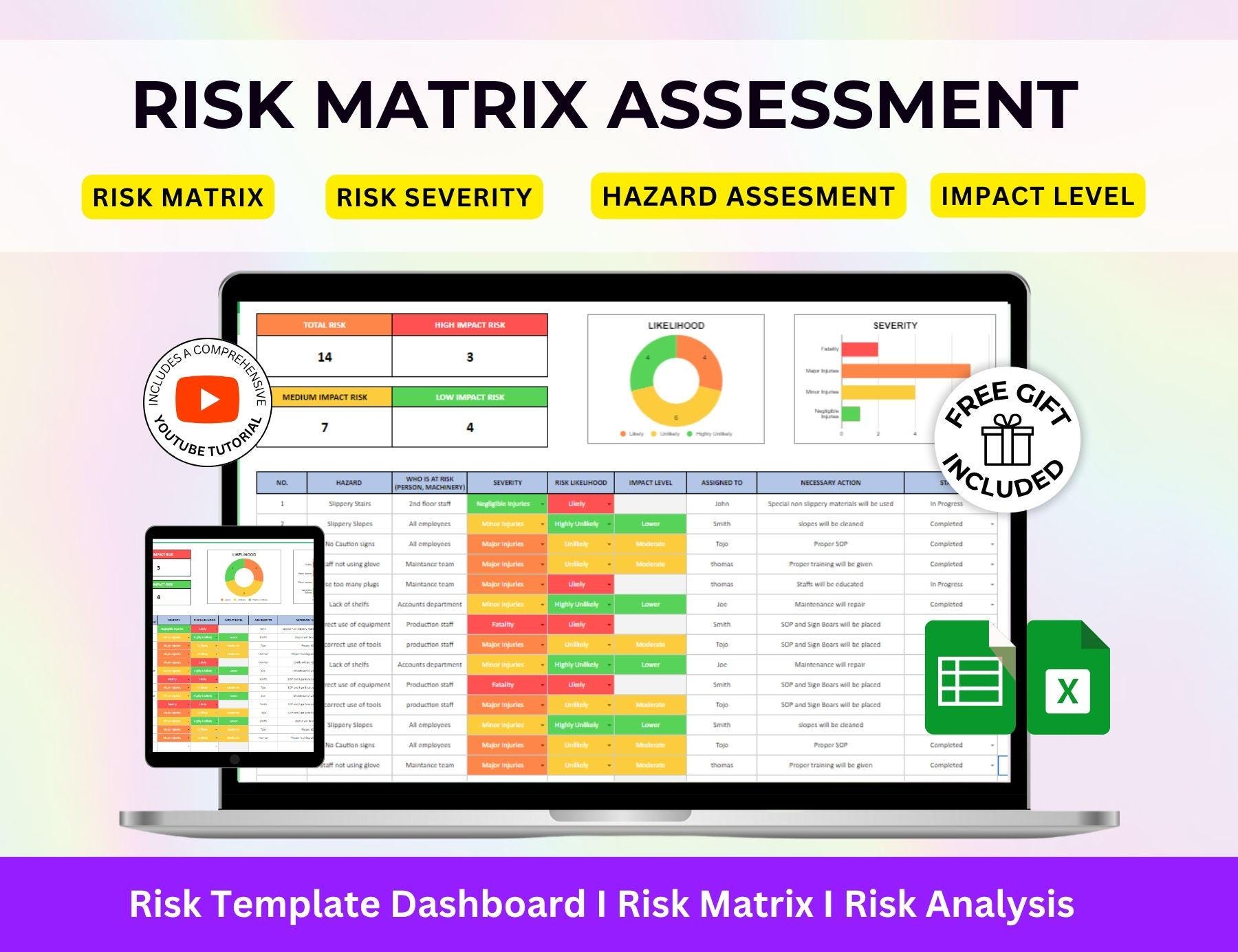 Risk Matrix, Risk Assessment Template Excel, Risk Matrix Template Excel ...