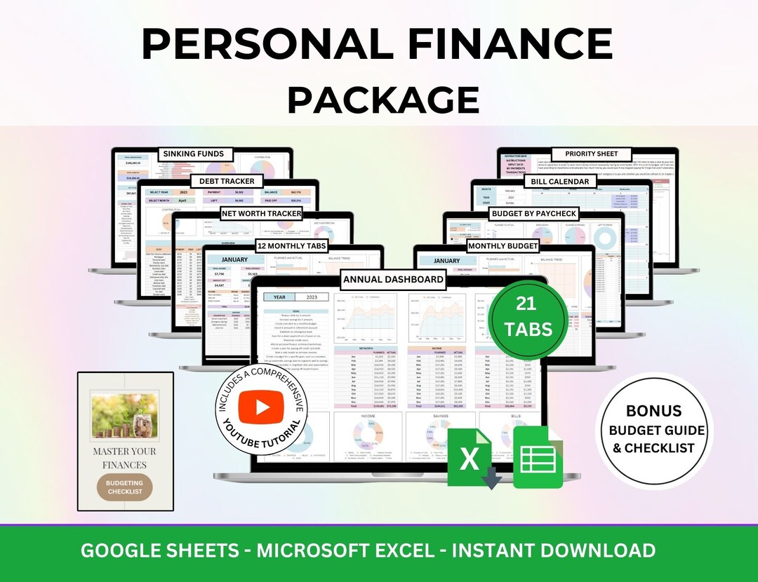 Annual and Monthly Budget Google Sheets & Excel Spreadsheet Yearly ...