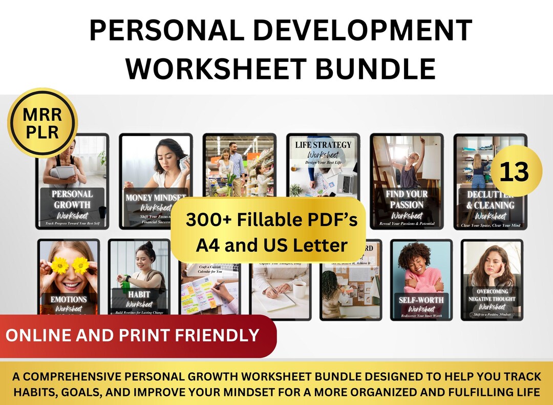 PLR Worksheet, Personal Development Workbook Bundle, Coach Worksheets ...