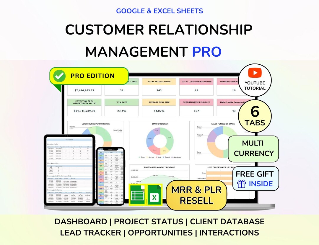Plr CRM Template Spreadsheet Excel and Google Sheets CRM Business ...