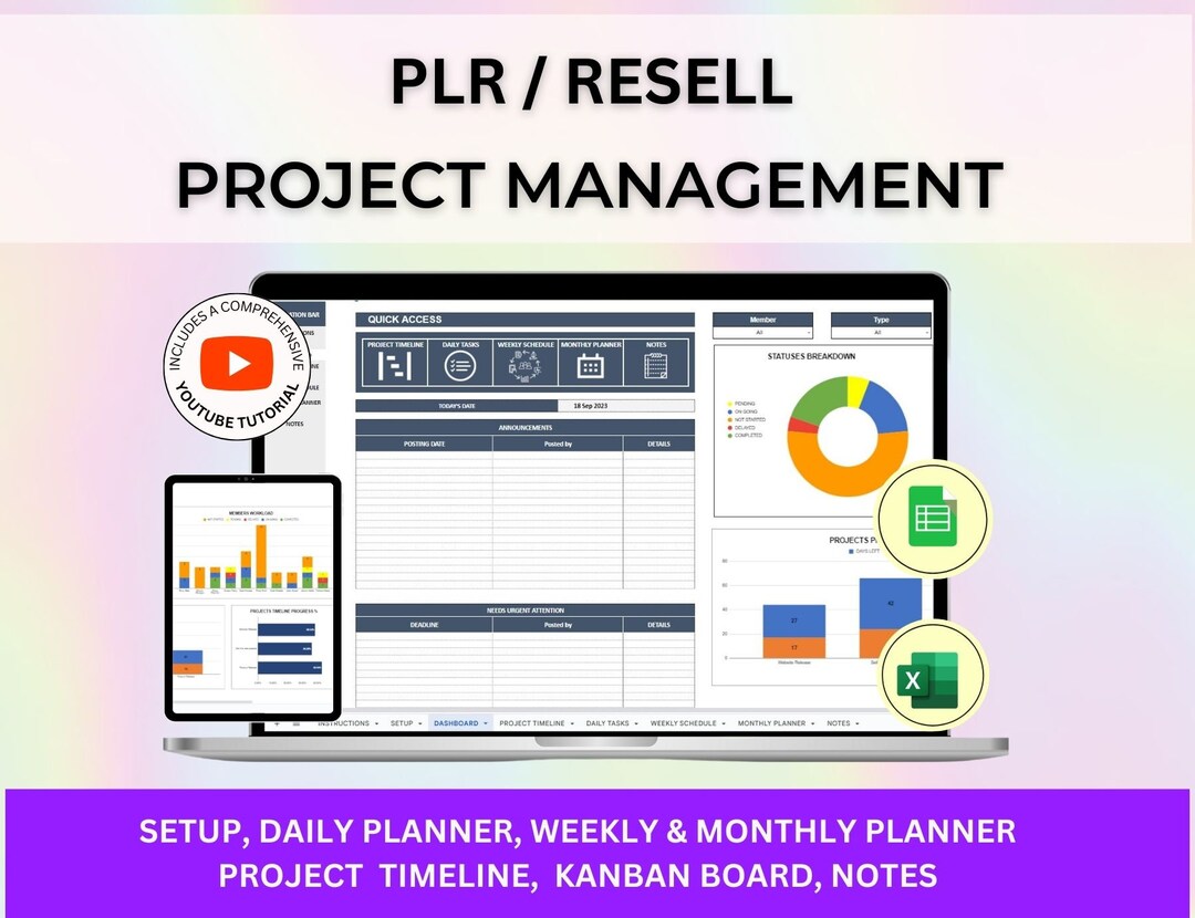 PLR Project Management, Task Tracker, Project Tracker, Project Planner ...
