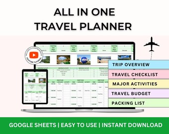 Travel Planner Digital Travel Planner Spreadsheet Vacation Itinerary ...