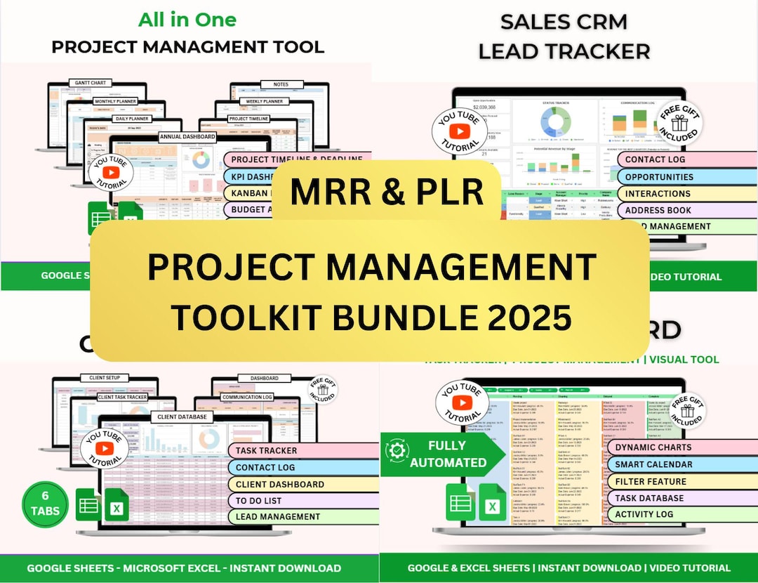 PLR Project Management Spreadsheet Bundle, Project Planner, Project ...