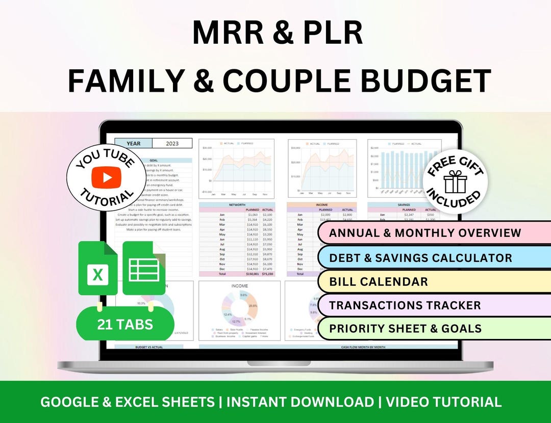 Family Budget Planner Couples Budget Spreadsheet Excel Google Sheets ...