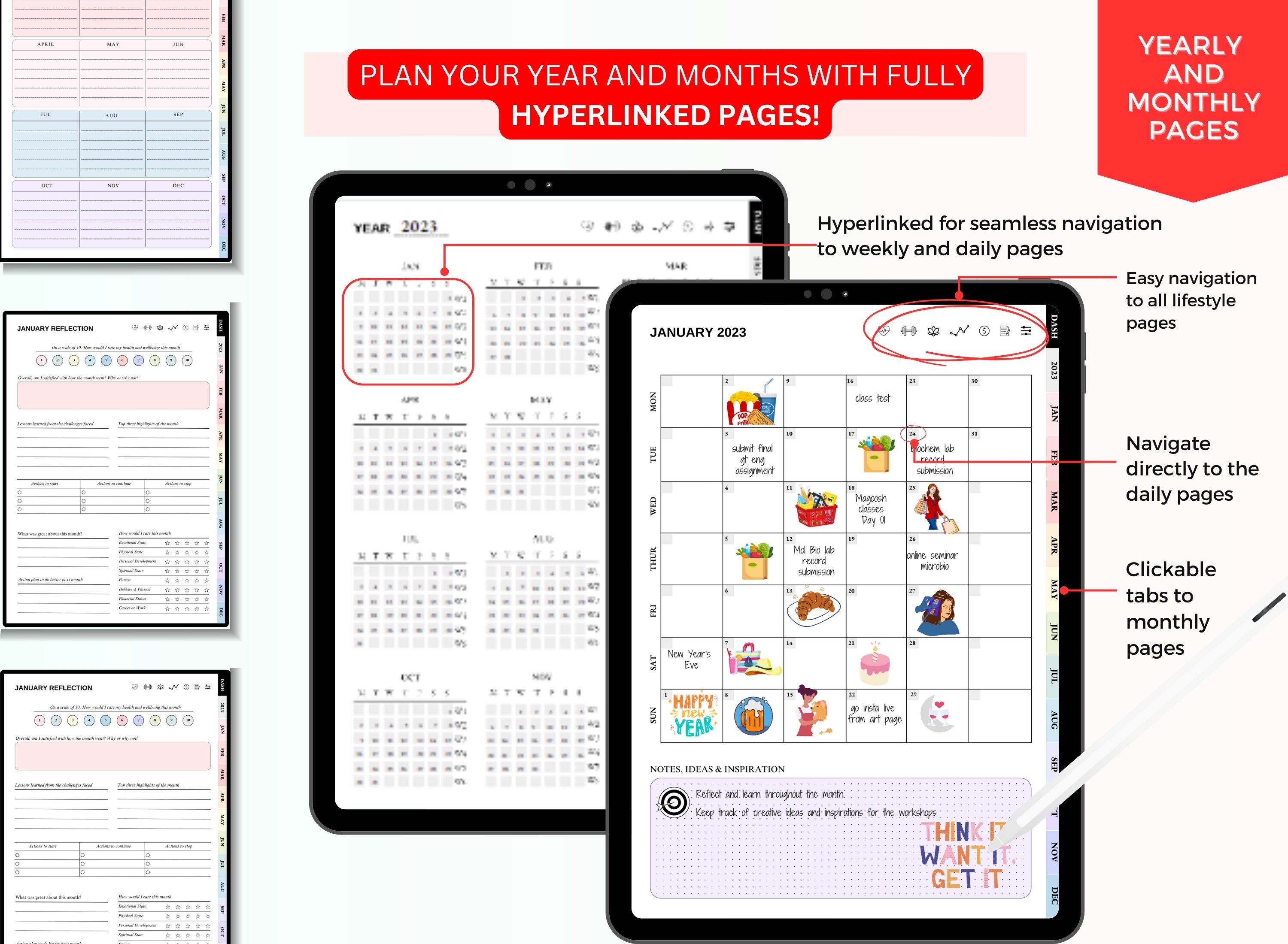 Premium Digital Planner 2023 2024 2025 Undated Goodnotes Planner, iPad ...