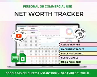 Net Worth Tracker Spreadsheet for Google Sheets, Net Worth Calculator ...