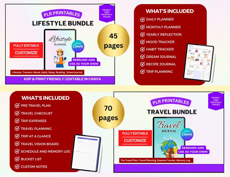 PLR Printables Planner Bundle Pro, Digital Product, Resell Planners ...