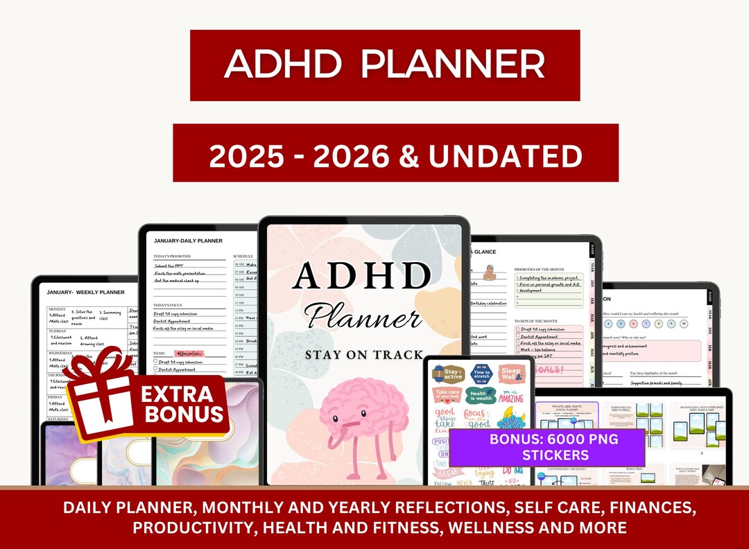 2025 2026 Adhd Planner Undated, Adhd Digital Planner, Adhd Planner ...