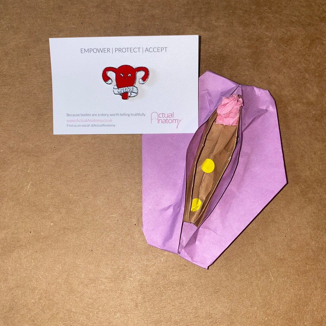Vulva Origami Kit and Uterus Pin Badge - Etsy