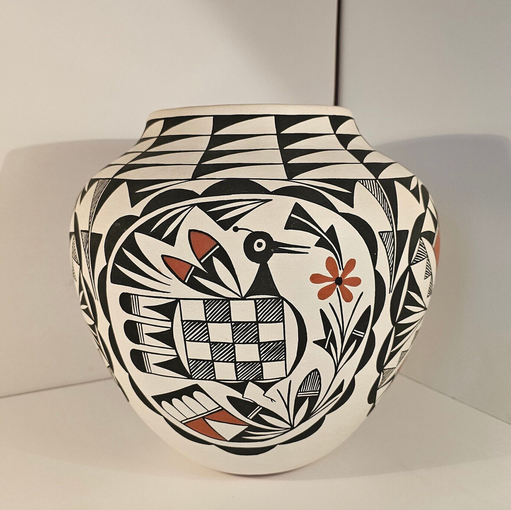 Native American Polychrome Pictorial Jar by Acoma Pueblo Simon Vallo ...