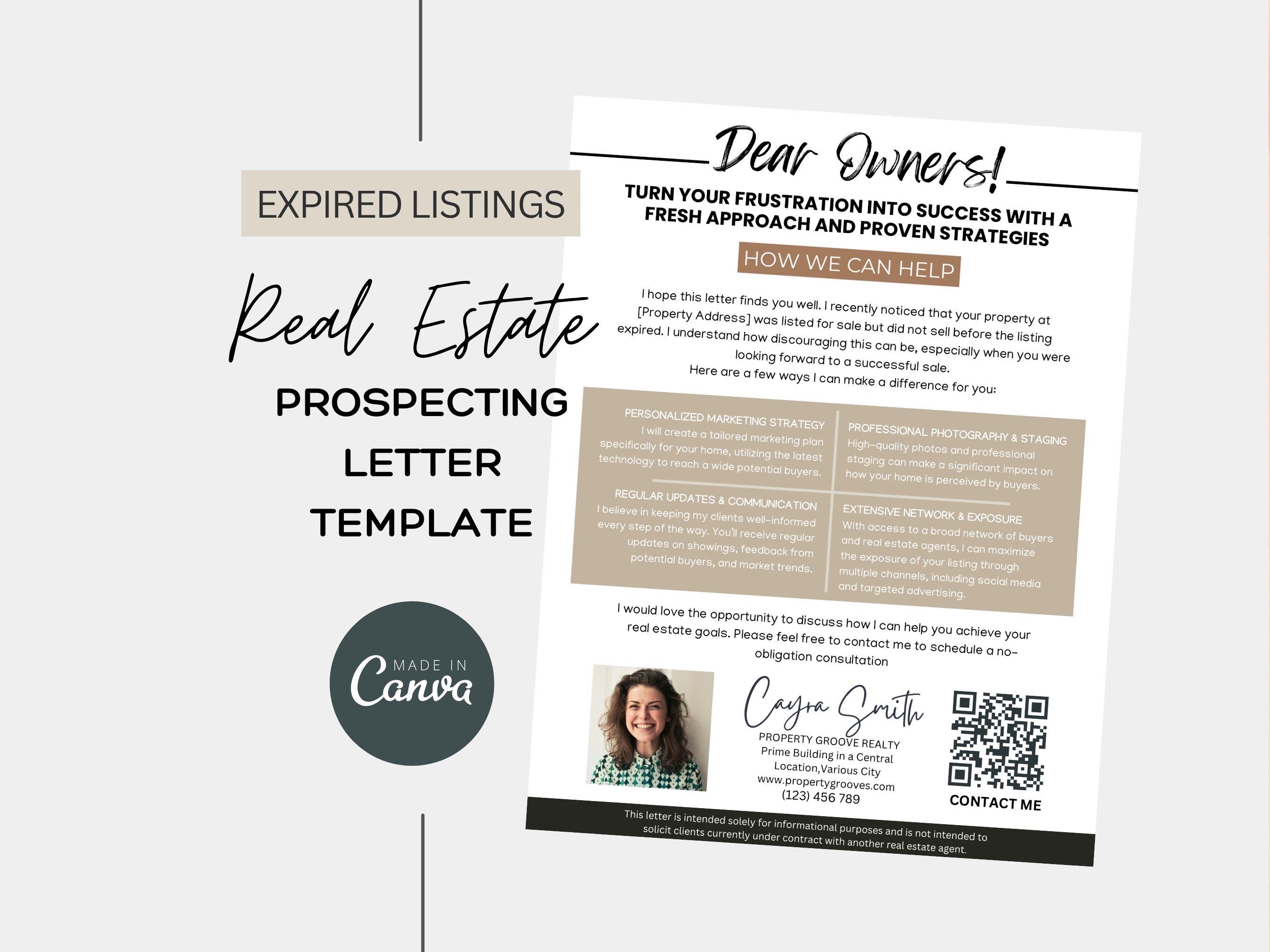 Real Estate Prospecting Letter Template | Expired Listings Mailer (PDF ...
