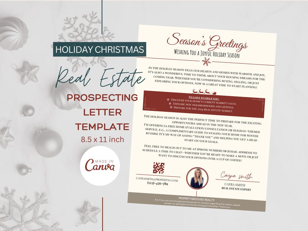 Real Estate Christmas Letter Template | Holiday Prospecting (canva ...