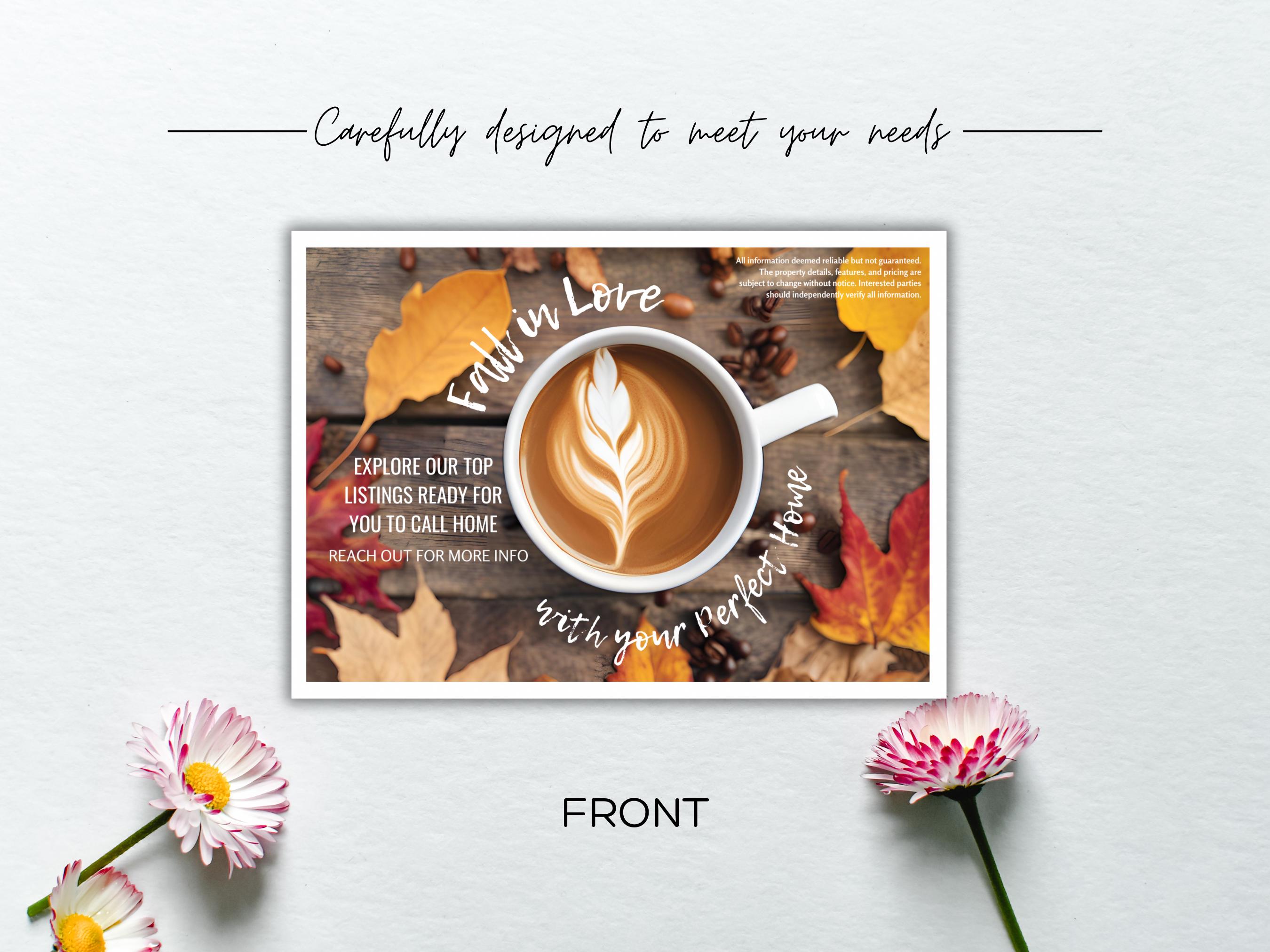 FALL AUTUMN Real Estate Prospecting Postcard Realtor Marketing Template ...