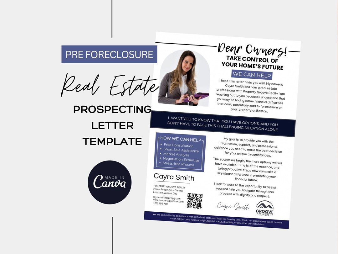 PRE FORECLOSURE | Prospecting Letter Real Estate | Marketing Canva ...