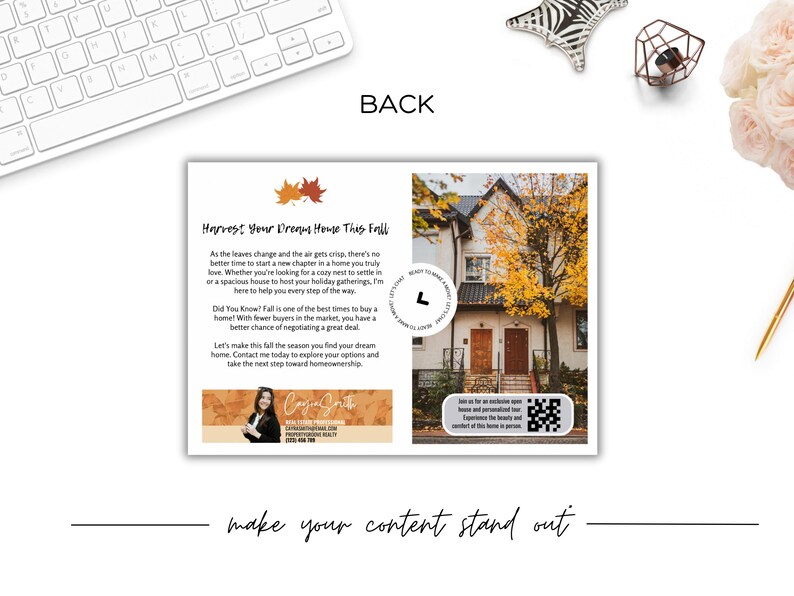 FALL AUTUMN Real Estate Prospecting Postcard Realtor Marketing Template ...