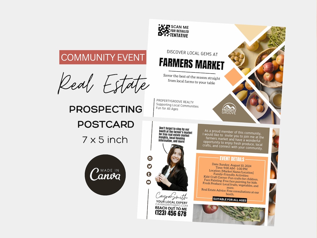 LOCAL COMMUNITY EVENTS | Prospecting Real Estate Postcard | Realtor ...