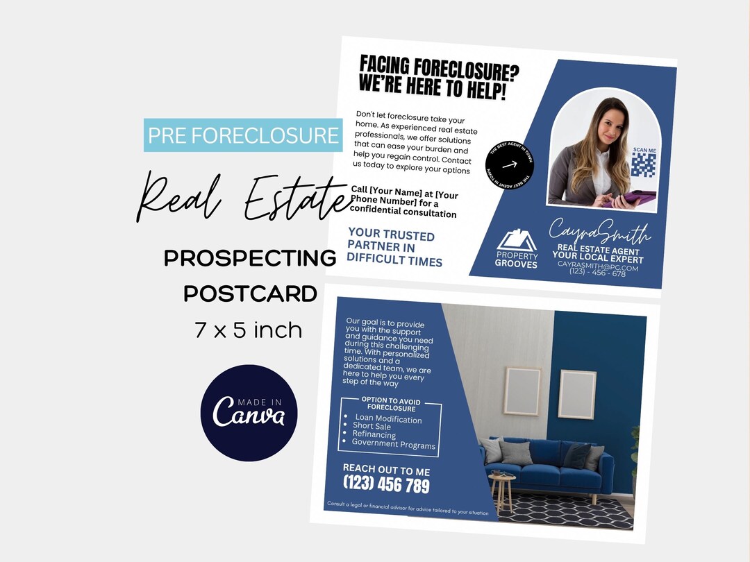 PRE FORECLOSURE | Prospecting Real Estate Postcard | Realtor Marketing ...