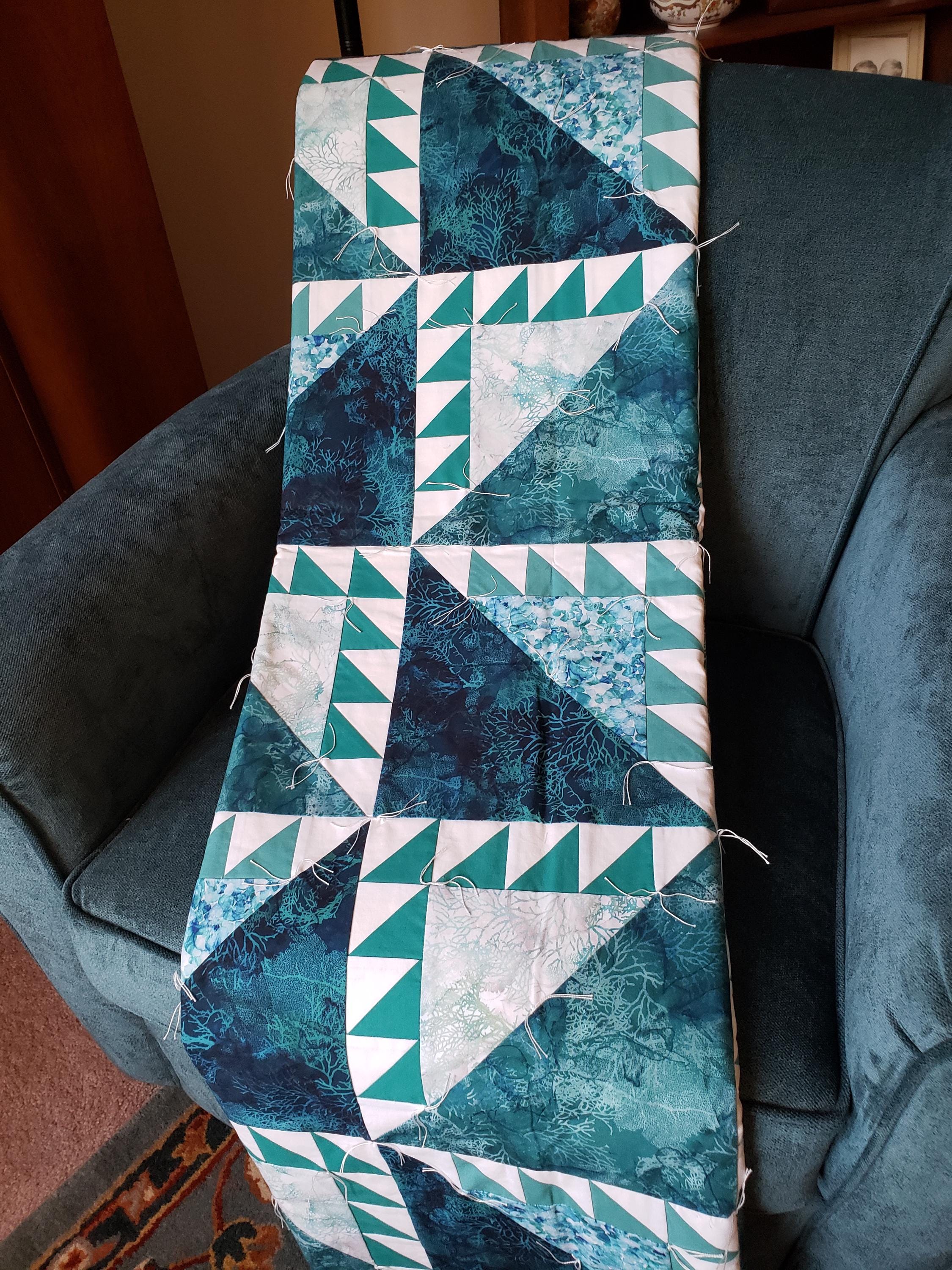 Oceanic Throw in Sawtooth Pattern and Tones of Teal - Etsy