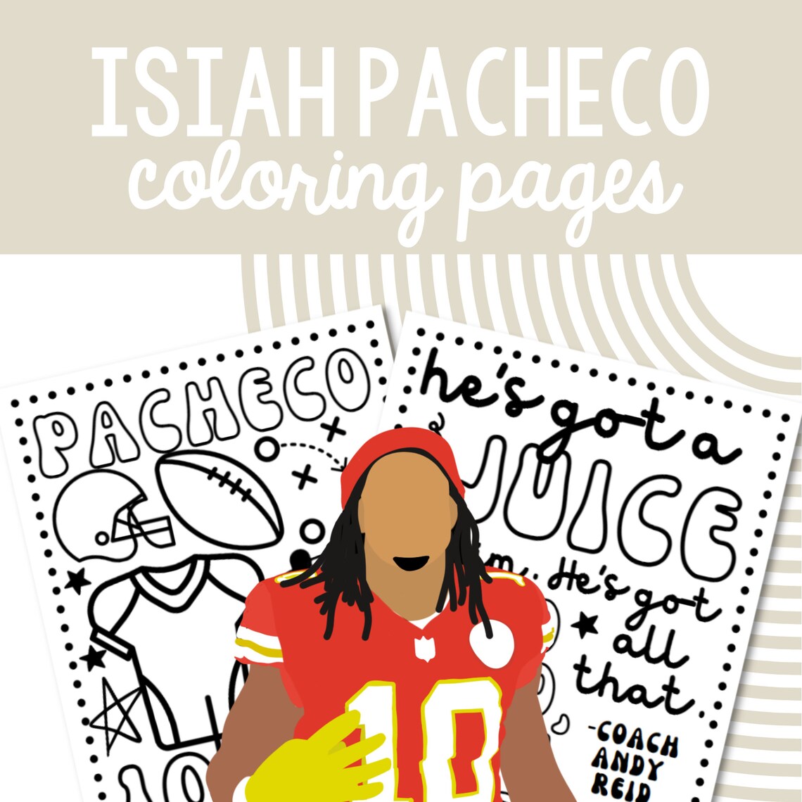 Kansas City Chiefs Coloring Pages {BUNDLE} Mahomes, Kelce, Pacheco - Etsy